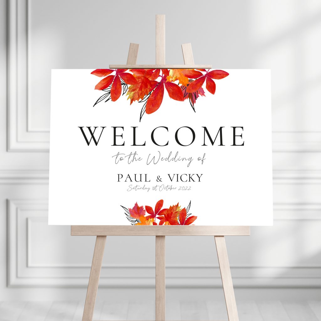 Amber Wedding Welcome Sign | Wedding Stationery | Tops Designs