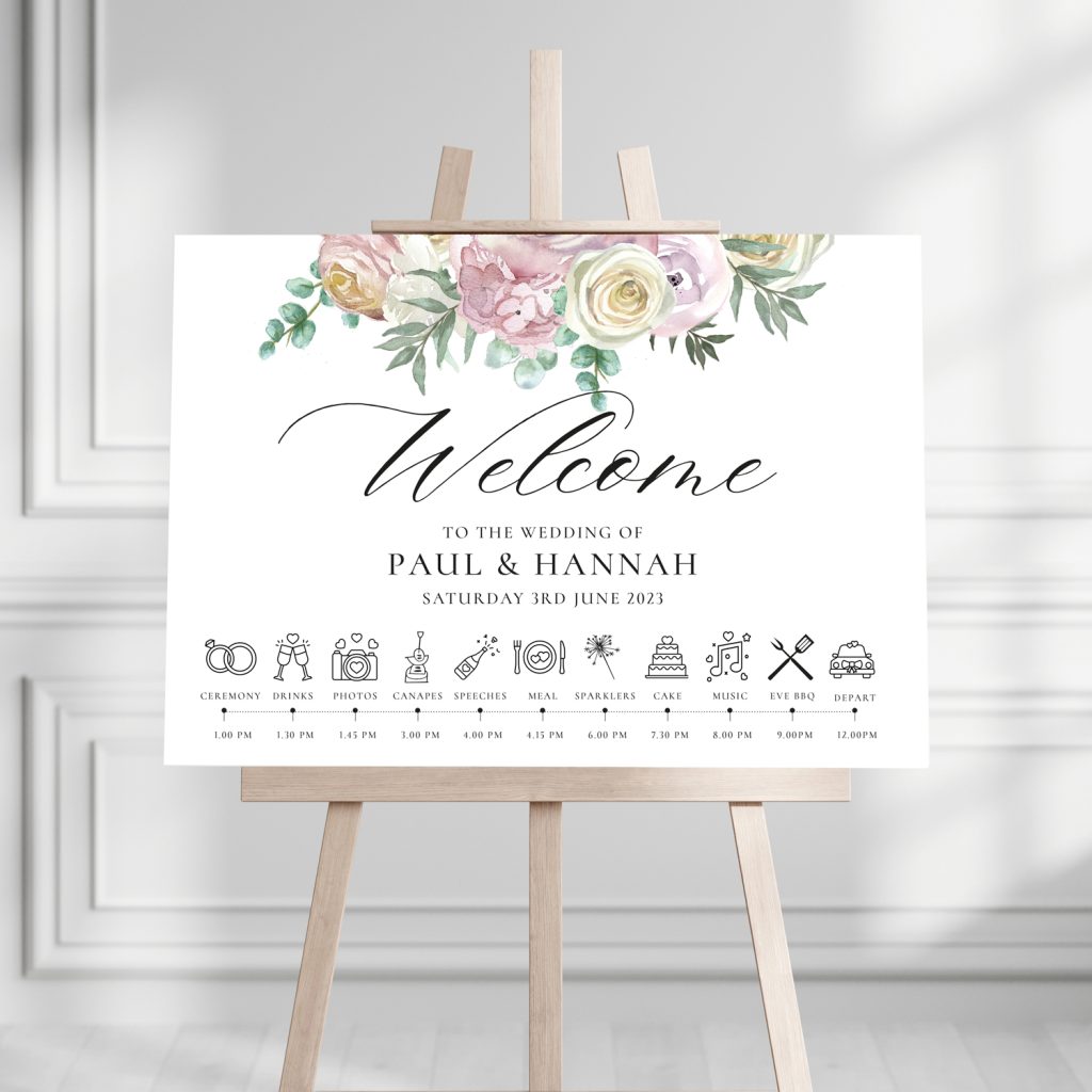 Hannah Wedding Welcome Sign | Wedding Stationery | Tops Designs