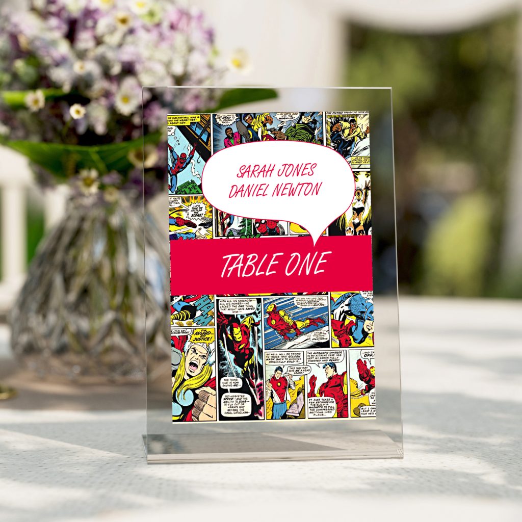 Comic Wedding Table Names | Wedding Stationery | Tops Designs