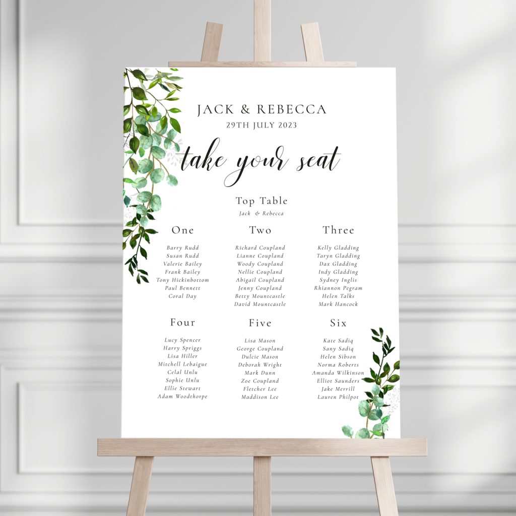 Rebecca Wedding Table Plan | Wedding Stationery | Tops Designs