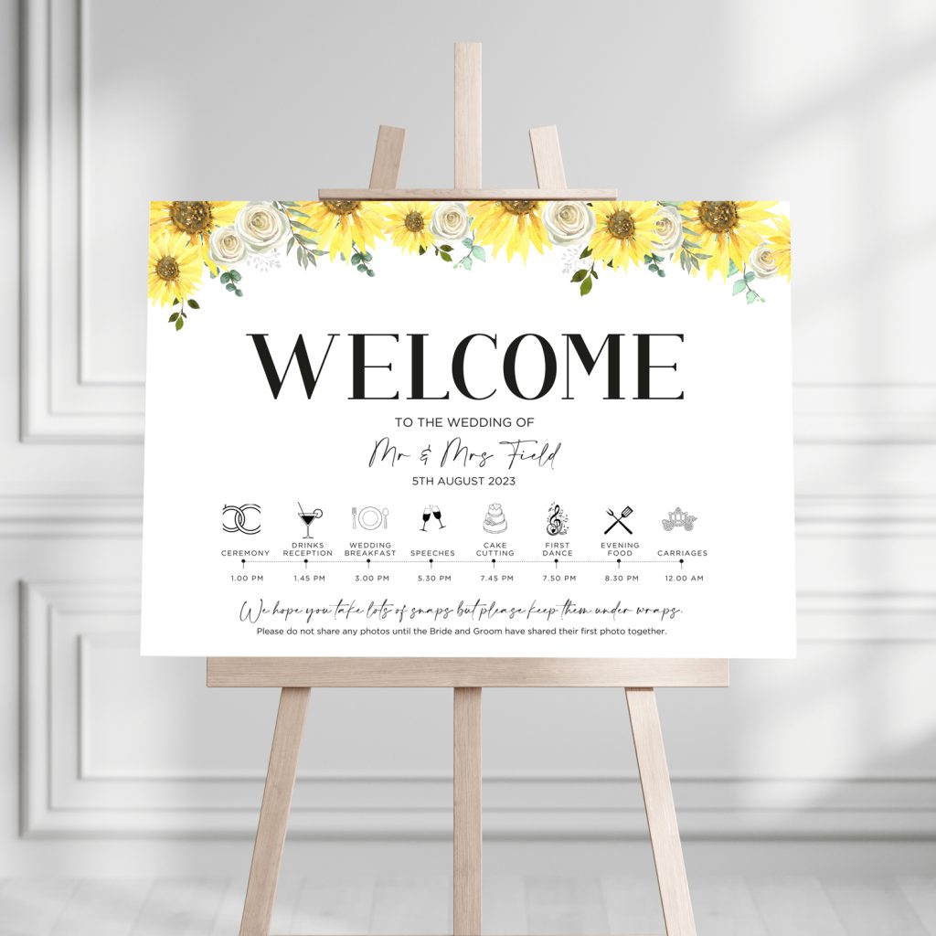 Dawn Wedding Welcome Sign | Wedding Stationery | Tops Designs