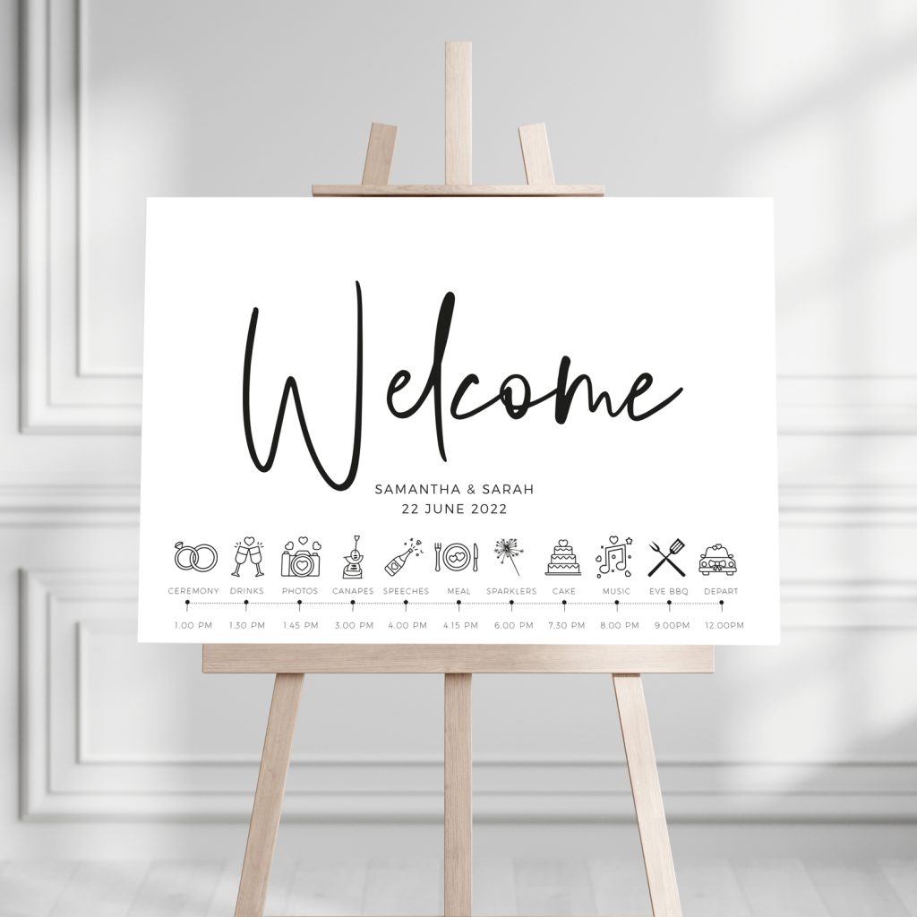 Natasha Wedding Welcome Sign | Wedding Stationery | Tops Designs
