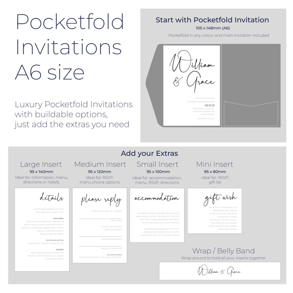 Beatrice Pocketfold Wedding Invitations | Wedding Stationery | Tops Designs