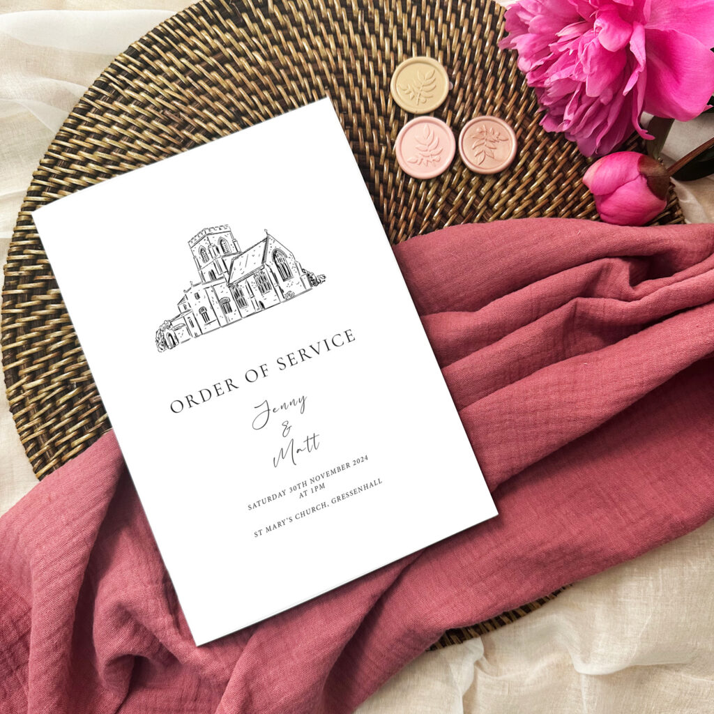 Jane Wedding Order of Service | Wedding Stationery | Tops Designs